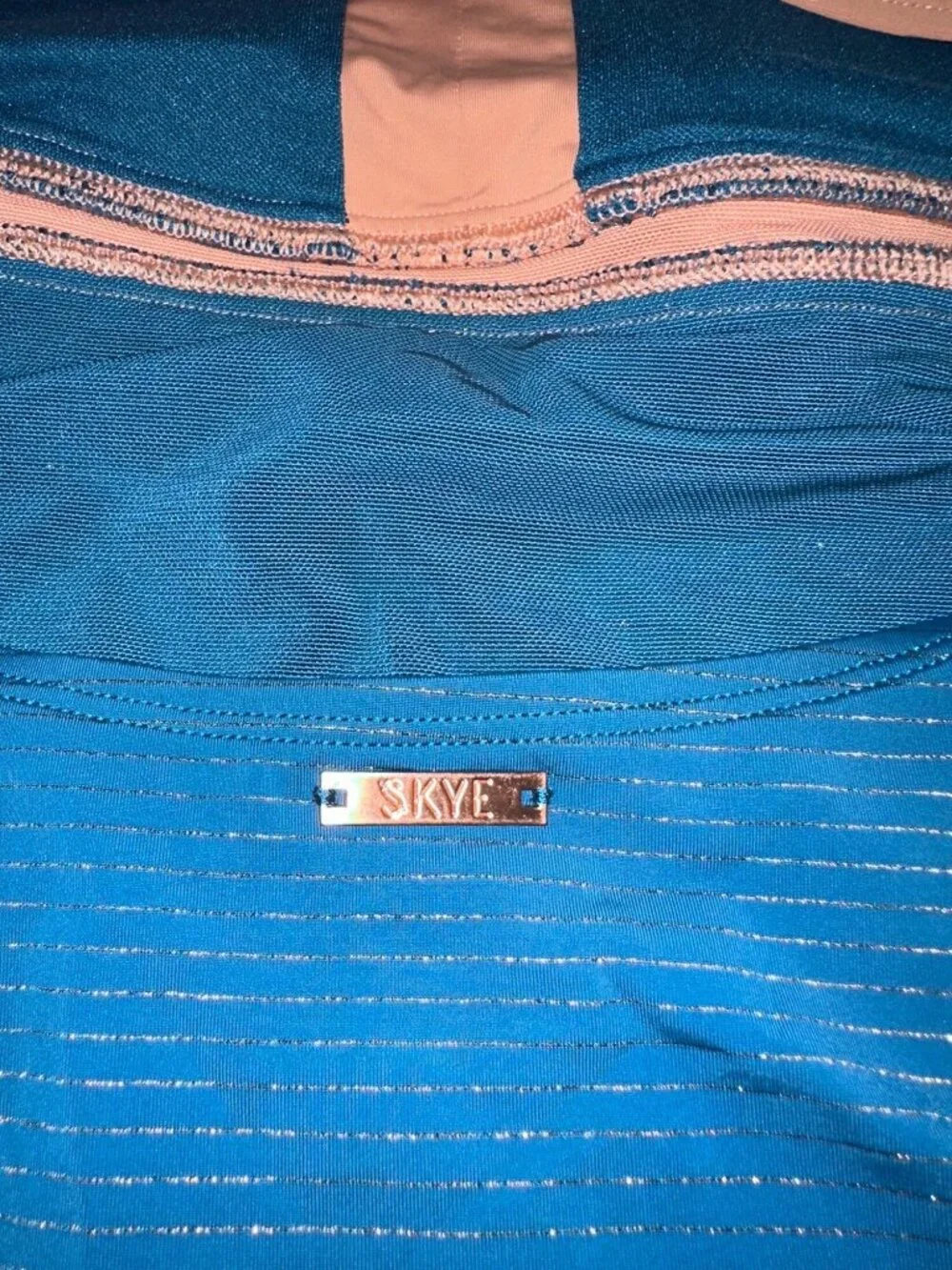 Skye | Swim | Skye Swimsuit Women L One Piece Teal Blue Tan Lightly ...